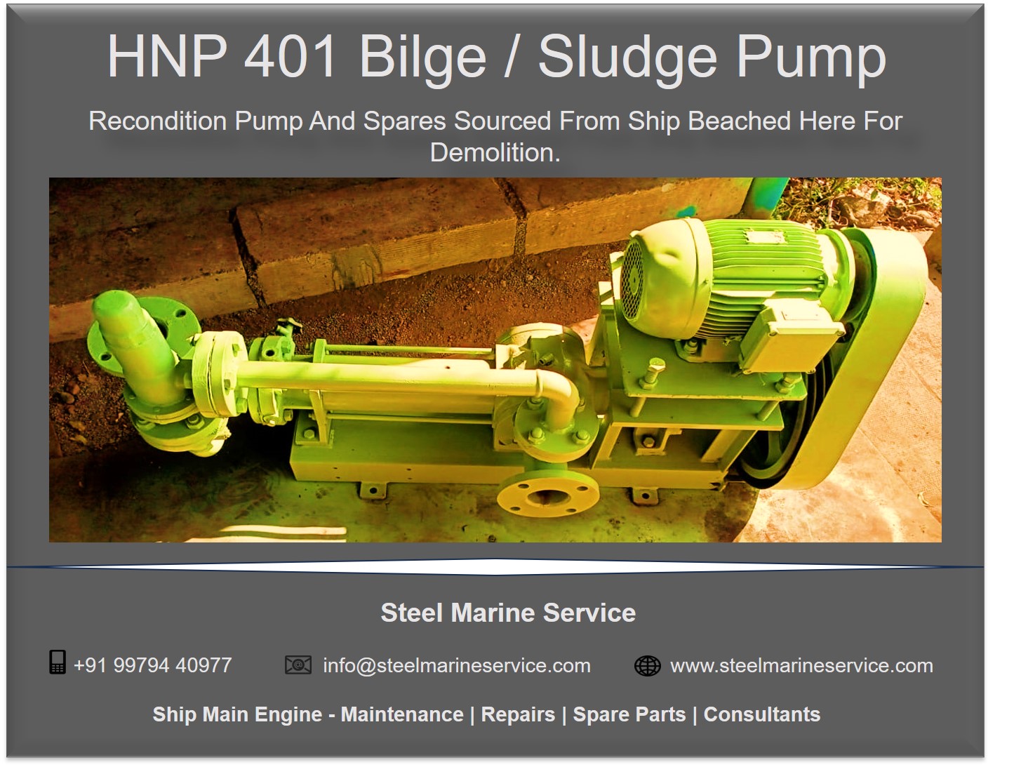 TAIKO HNP-301-HNP-401 Bilge Pump And Sludge Pump Recondition Available ...